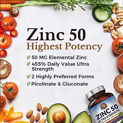 Vitalitown Zinc 50 Mg, Zinc Picolinate, Zinc Gluconate, 60 Veggie ...