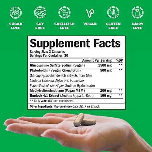 Vegan Glucosamine Chondroitin, Phytodroitin Msm Supplement Capsules ...