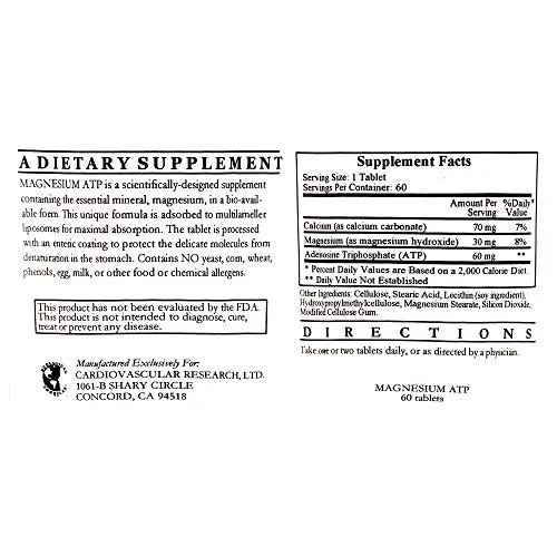 Liposomal Magnesium Atp (Mg30Mg Atp60Mg) 60 Tablets - 3 Pack ...