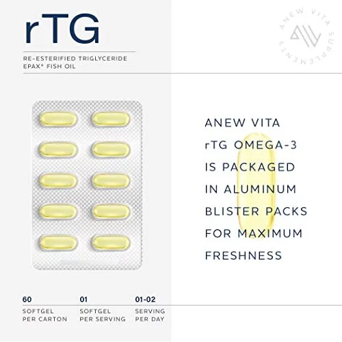 Anew Vita Norwegian Rtg Omega-3 Fish Oil | 60 Servings | 1200Mg | Omega ...