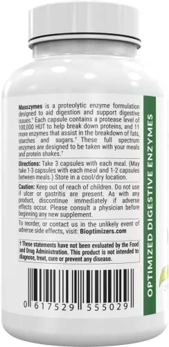 Bioptimizers Masszymes Complete Digestive Enzymes Supplement For Gut Health Bloating Relief 
