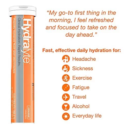 Hydralyte Electrolyte Tablets | 40 Orange Electrolytes | Airplane ...