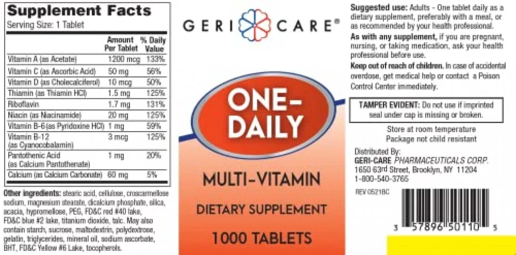 Gericare Multivitamin Supplement Tablets, (Bottle Of 1000) - Imported ...