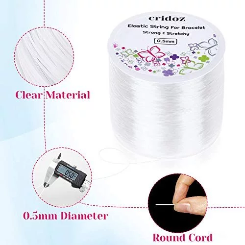 Stretchy String For Bracelets, Cridoz 0.5Mm Clear Elastic Stretch Cord ...
