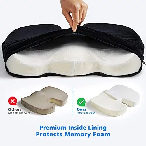 Waoaw Seat Cushion Office Chair Cushions Butt Pillow For Car Long Sitting Memory Foam Chair Pad For Back Coccyx Tailbone Pain Relief Black Imported Products from USA iBhejo