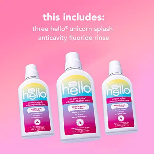 Hello Kids Mouthwash With Unicorn Bubble Gum Flavor, Alcohol Free ...