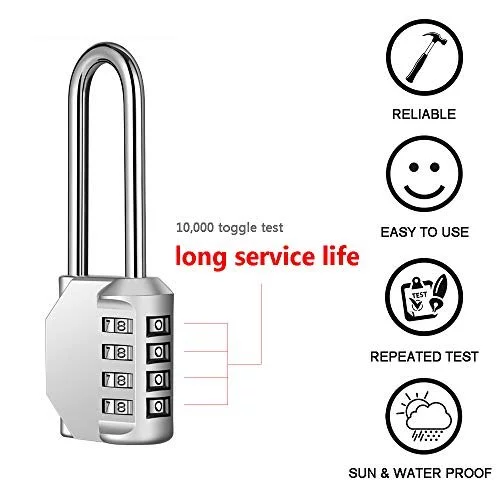 Disecu 4 Digit Combination Lock 2.5 Inch Long Shackle Outdoor ...