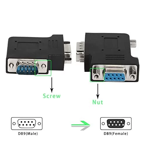 QIANRENON RS232 DB9 Male to Female 90 Degree Right Angle Adapter ...