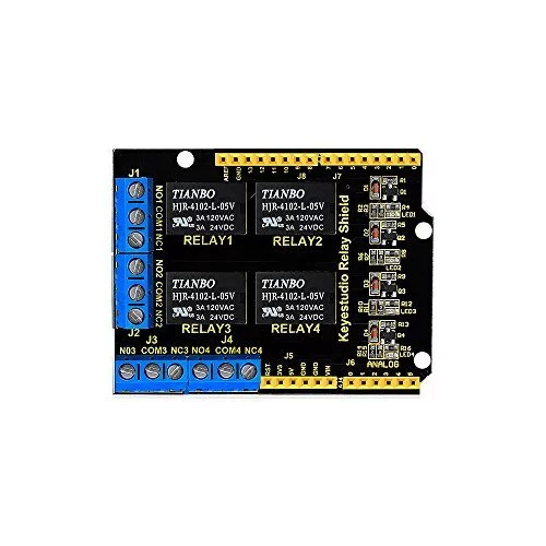 KEYESTUDIO 4 Channel Relay Shield 5V for Arduino Controller R3 ARM PIC AVR STM32 Raspberry Pi ...