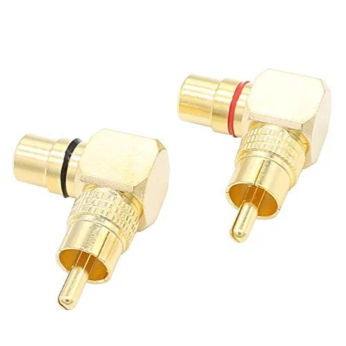 RCA Right Angle Adapter Gold-Plated 2-Pack 90 Degree RCA Adapter Plug ...