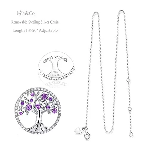 Elda Co. Tree Of Life Necklace For Wife Mom Birthday Gifts February Birthstone Amethyst Jewelry For Women Sterling Silver Fine Jewelry Imported Products from USA iBhejo