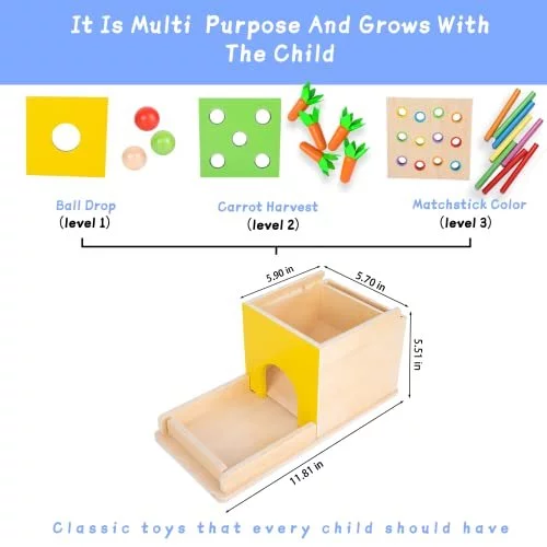 Adena Montessori 5 in 1 Object Permanence Box Toddler Play Kit Toys for ...