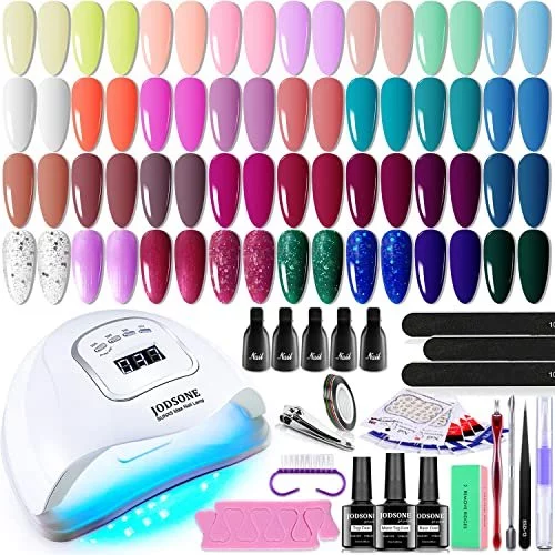 JODSONE Gel Nail Polish Kit with U V Light 32 Colors Gel Polish Set Soak Off Gel Nail Kit Nail Art Salon or Home DIY Manicure Tools Gifts for Women Imported