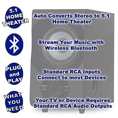 Acoustic Audio Aa5172 700W Bluetooth Home Theater 5.1 Speaker System ...