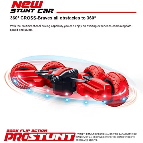 Threeking Rc Rotating Stunt Cars Flowering Remote Control Cars Toys With Lights Double-Sided ...