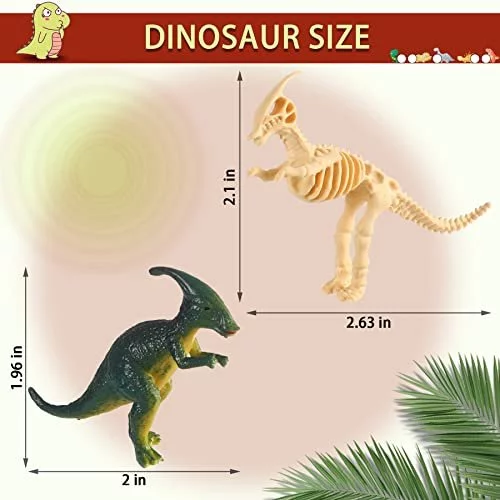 Upins 24 Pcs Dinosaur Skeleton Toy 3.5 Inch Assorted Dinosaur Figures ...
