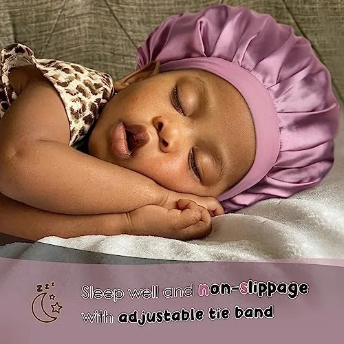 2 PCS Baby Bonnet Toddler Silk Bonnet for Kids Sleeping Cap Curly Natural Hair Silk Hair Bonnets for Girls Boys Infant Imported Products from USA iBhejo
