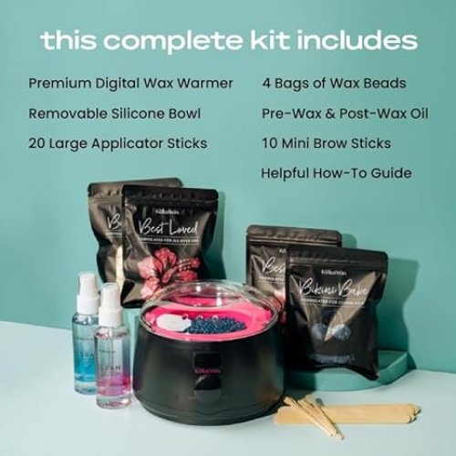 KoluaWax Premium Waxing Kit for Women - Hot Melt Hard Wax Warmer for ...
