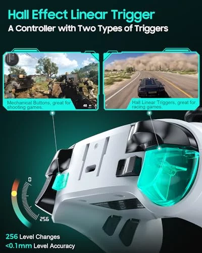 Dual Hall Effect PC Controller-No Drift No Dead Zone Bluetooth ...