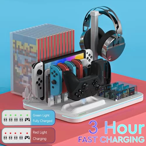 Hosanwell Switch Controller Charging Dock Station with RGB Light ...