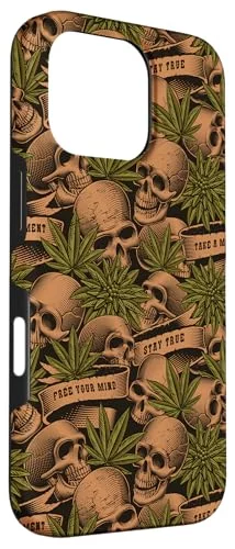 iPhone 16 Pro Marijuana Leaf Weed Plant Skulls Green Buds Case ...
