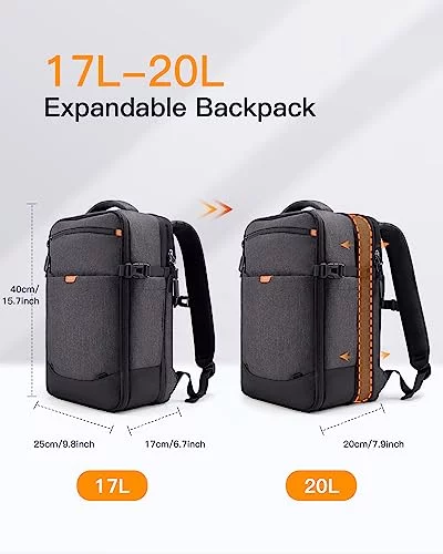 Inateck 17-20L Expandable Carry on Travel Laptop Backpack for Airline ...
