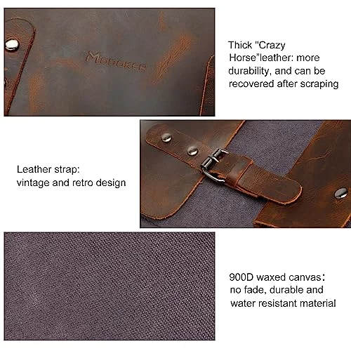 Modoker Waxed Canvas Backpack Leather Rucksack Knapsack for Men Woman ...