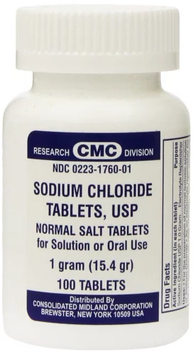 Sodium Chloride Tablets 1 Gm USP Normal Salt Tablets - 100 Tablets Pack ...