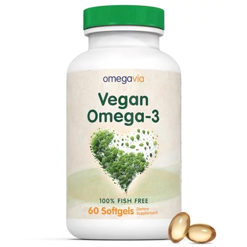 OmegaVia Vegan Omega 3 Supplement, Algae Omega 3 Fish Oil Alternative ...