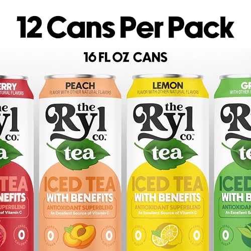 Ryl Iced Tea Variety Pack Antioxidant Superblend Zero Sugar Low Carb ...