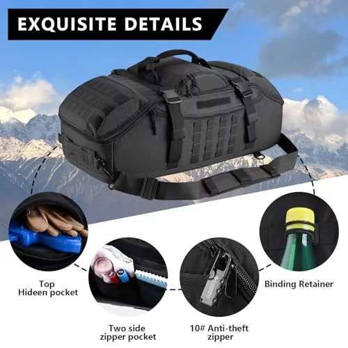 Hannibal Tactical 65L Large Duffle Bag 3-in-1 Tactical Backpack MOLLE ...