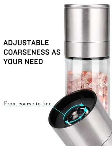 Gulex Salt Grinder Pepper Mill Refillable Adjustable Coarseness Black ...