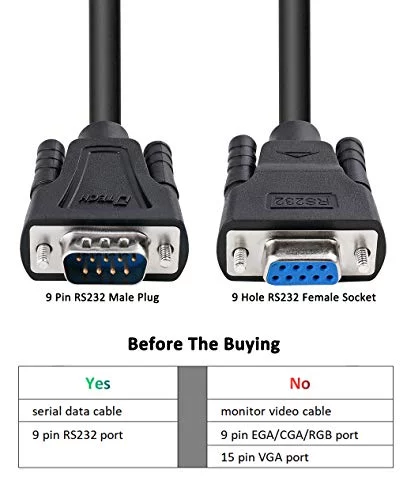 DTECH 2m DB9 RS232 Serial Cable Male to Female Computer Monitor Cable 9 ...