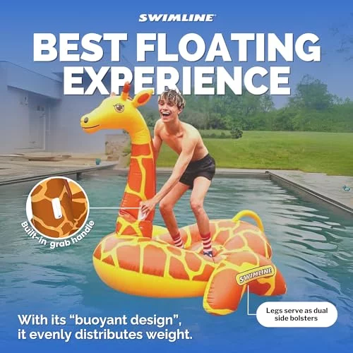 Swimline Original 90710 Giant Inflatable Giraffe Pool Float Floatie ...