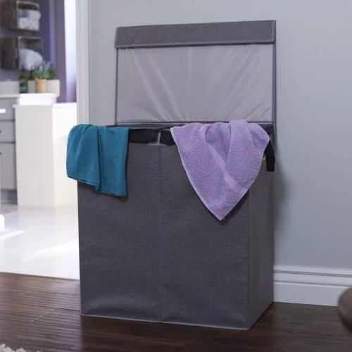Household Essentials Collapsible Laundry Sorter With Lid, Gray ...