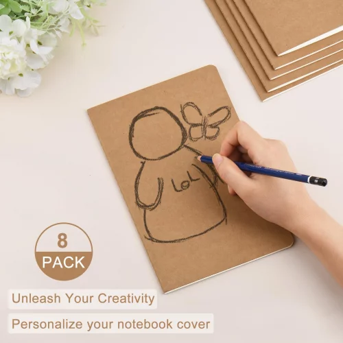 ZCZN 8 Pack A5 Kraft Notebooks Bulk, 8.15x5.5 Inches Lined Paper ...
