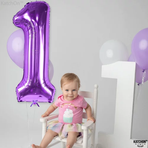 Katchon, Giant Purple Number 1 Balloons - 40 Inch, Purple 1 Balloon For ...