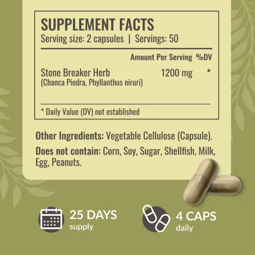 Herbamama Stone Breaker Chanca Piedra Pills - Organic Chanca Piedra ...
