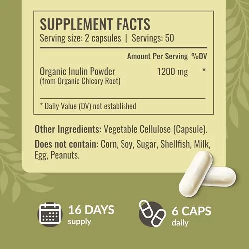 Herbamama Inulin Powder Capsules - Organic Chicory Root Inulin ...