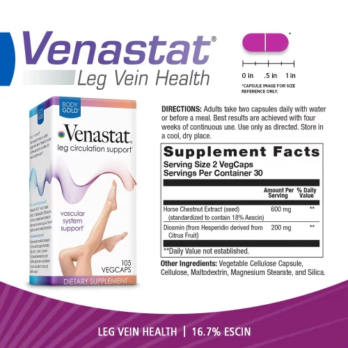 Body Gold Venastat Leg Vein Health, Bonus Pack 60+45, Capsules, 105 Ea ...
