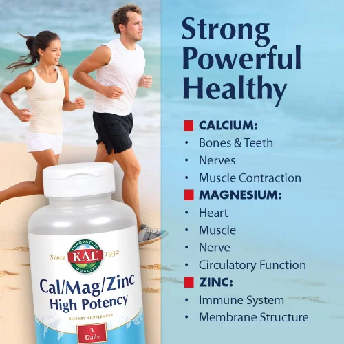Kal Cal/Mag/Zinc | 1000Mg Calcium, 400Mg Magnesium & 15Mg Zinc | Bone ...