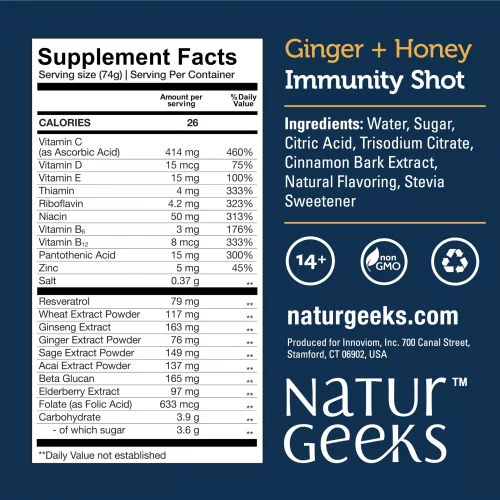 Naturgeeks Immunity Booster Shots With Ginger | Vitamins C, D, B6, B12 ...