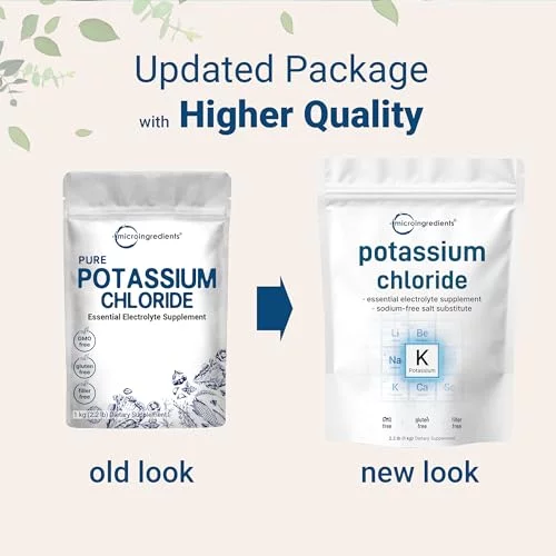Potassium Chloride Powder, 1 Kg (2.2 Pounds), Salt Substitute ...
