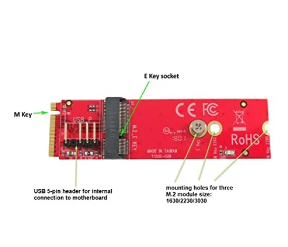 Ableconn M2MN-150E M.2 Converter Board for Key E M.2 Module - Install ...