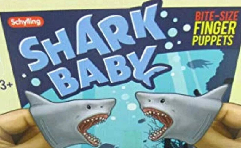 Schylling SC-SBFP Shark Baby Finger Puppet, Assorted Designs and Colours