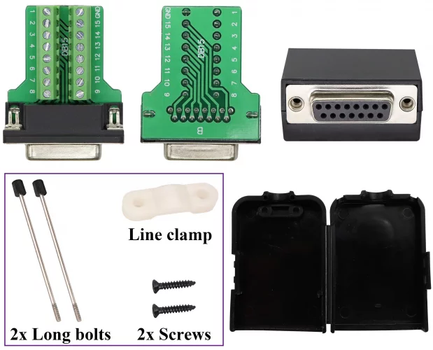 AAOTOKK DB15 Screw Terminal Block Adapter D-SUB 15 Pin 2 Row DB15 ...