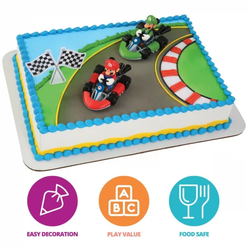 DecoPac Super Mario Kart Cake Topper, 2-Pc Cake Topper with Race Car ...