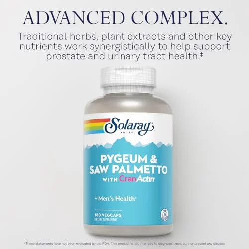 Solaray Pygeum and Saw Palmetto with Cranactin Supplement (180 CT ...