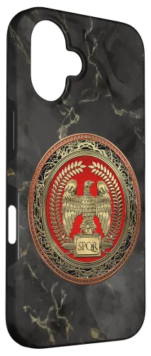 iPhone 16 Black Marble Gold Eagle Ancient Roman Empire SPQR Rome Case