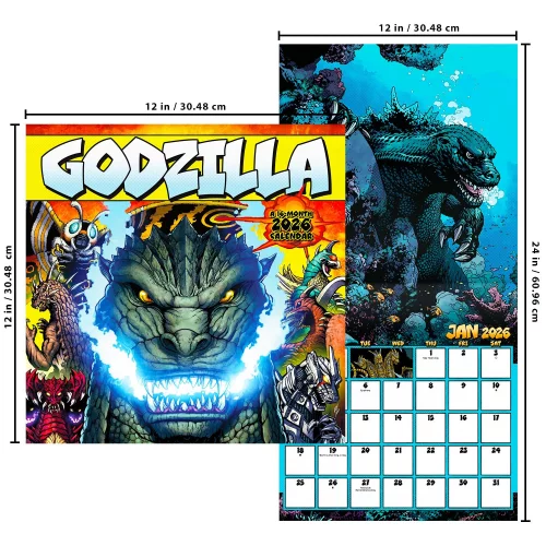 Godzilla Calendar 2026 - Deluxe 2026 Japanese Classic Godzilla Wall ...
